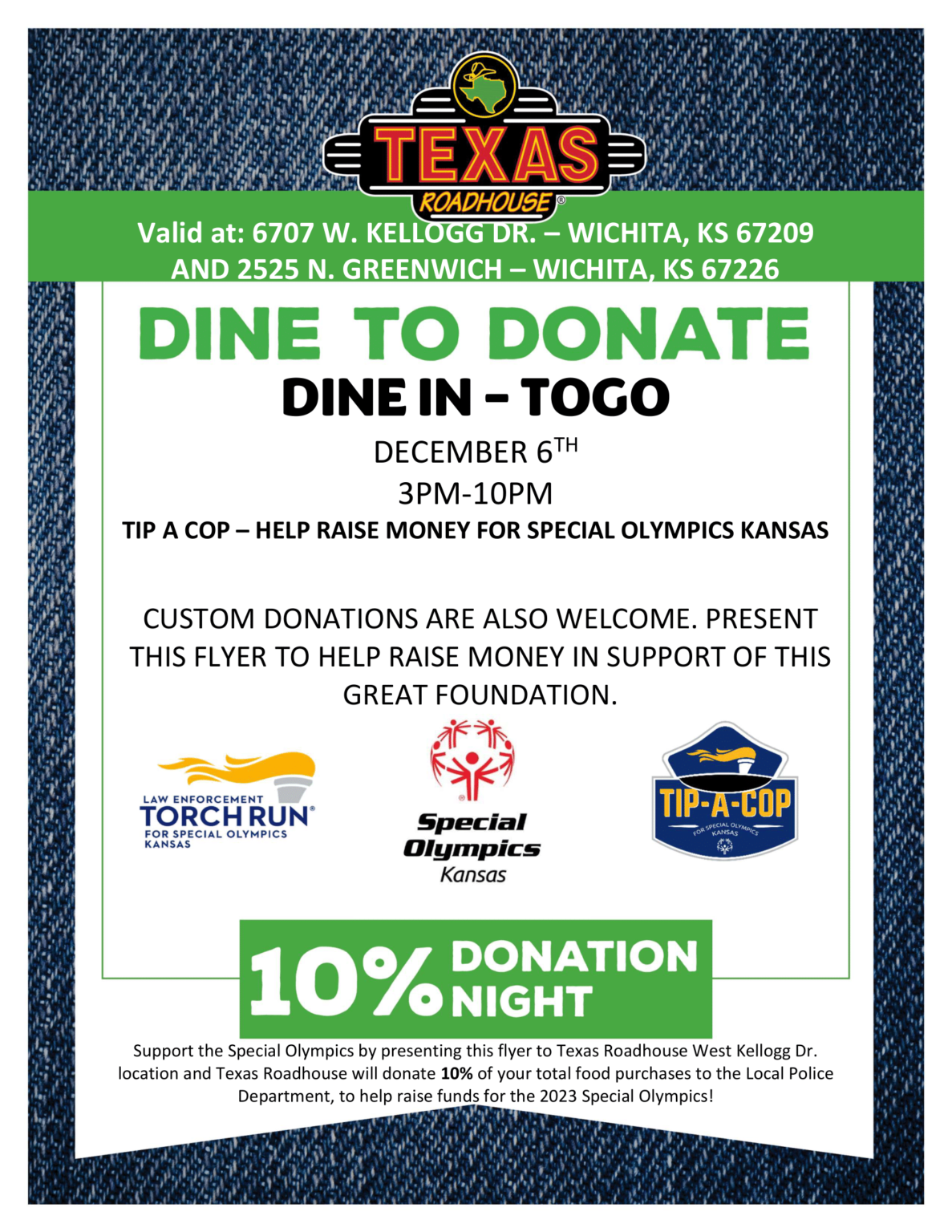 Texas Roadhouse Tip-a-Cop | Special Olympics of Kansas